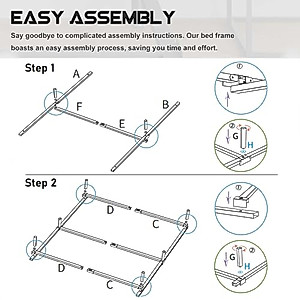 Bedsnus King Size Bed Frame, 7 Inch Metal Basics Bed Frame,Low Profile Base for Box Spring, 9-Leg Support, Noise-Free, Easy Assembly, Black