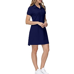 MoFiz Ladies Tennis Dress Dry Fit for Summer Moisture Wicking One Piece Activewear Navy L
