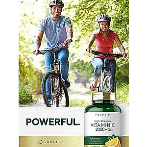 Vitamin C 2000mg | with Rose Hips | 150 Caplets | Vegetarian, Non-GMO, Gluten Free Supplement | by Carlyle