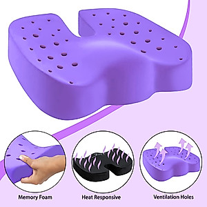 HEALTHY DREAM Office Chair Seat Cushion for Coccyx, Tailbone, Sciatica and Back Pain Relief; Orthopedic Support Memory Foam Cushion Contour Pillow; Comfortable Wheelchair and Gaming Chair Accessory