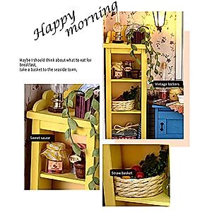 Kisoy Dollhouse Miniature with Furniture Kit, Handmade Frame Style DIY House Model for Teens Adult Gift (Warm Dawn)