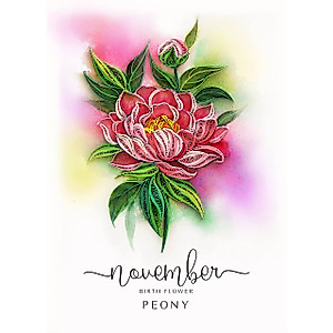 TUMYBee Flower Birthday Card, Peony Quilling Card, 5inx7in Card for Women Born in November, Birth Month Flower Card, 12 Month Birthday Decoration for Mother, Grandmother, for Him and Her (November)