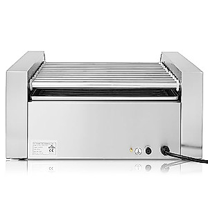 Olde Midway Electric 30 Hot Dog 11 Roller Grill Cooker Machine with Bun Warming Drawer - Commercial Grade, Stainless Steel