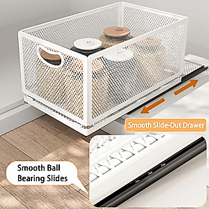 StorageWorks Pull Out Cabinet Organizer, Under Sink Organizers and Storage Rack, Slide Out Cabinet Drawers for Bathroom, Pantry, Kitchen, White