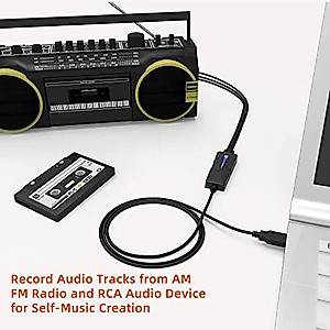 DriverGenius AV202-B USB2.0 Audio Capture/Grabber Card Device - Analog Cassette to Digital MP3 Converter - Compatible for Windows 11, macOS