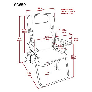 Rio Beach Hi-Boy 17" Suspension Folding Backpack Beach Chair - Aluminum, Pop Surf Stripes