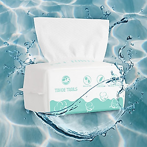 Tahoe Trails Disposable Face Towel, Soft Dry Wipe, Lint Free, Dry Wet Use for Sensitive Skin, 80Count Cotton Facial Tissue, Makeup Removing, Surface Cleaning 5.91 * 7.87inch, 80