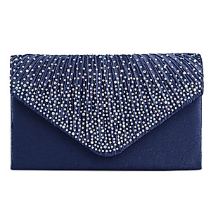 BAGLAMOR Women's Evening Handbags Elegant Envelope Clutch Purse Bag for Wedding Party Prom, Dark Blue