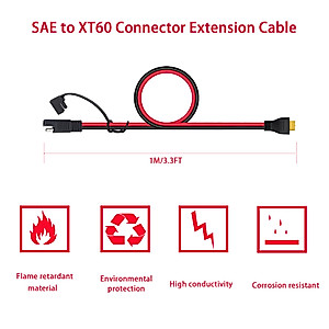 AnkEnergy 12AWG XT60 to SAE Connector Extension Cable for Solar Generator Portable Power Station SAE-XT60 (3Ft)