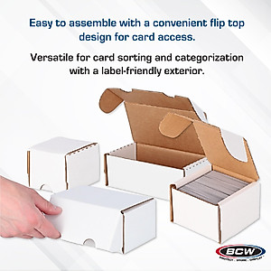 BCW 200-Count Storage Box for Standard 20pt Trading Cards, 200 lb. Test Strength - 10 Pack | Cardboard Organizer for Baseball, Basketball, Football, MTG, Pokemon | Assembly Required