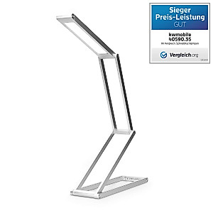 kwmobile Foldable LED Desk Lamp - Folding Portable USB Table Light with 3 Brightness Settings - for Home, Reading, Studying, Work, Travel - Silver