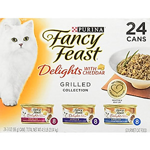 Purina Fancy Feast Delights with Cheddar Grilled Gourmet Wet Cat Food - (24) 3 oz. Cans (Cheddar Grilled Varieties 1 Pack of 24)