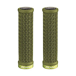 Funn Holeshot Mountain Bike Grips with Single Lock On Clamp, Lightweight and Ergonomic Bike Handle Grips with 22 mm Inner Diameter, Hardened End Bicycle Handlebar Grips for MTB/BMX (Olive Green)