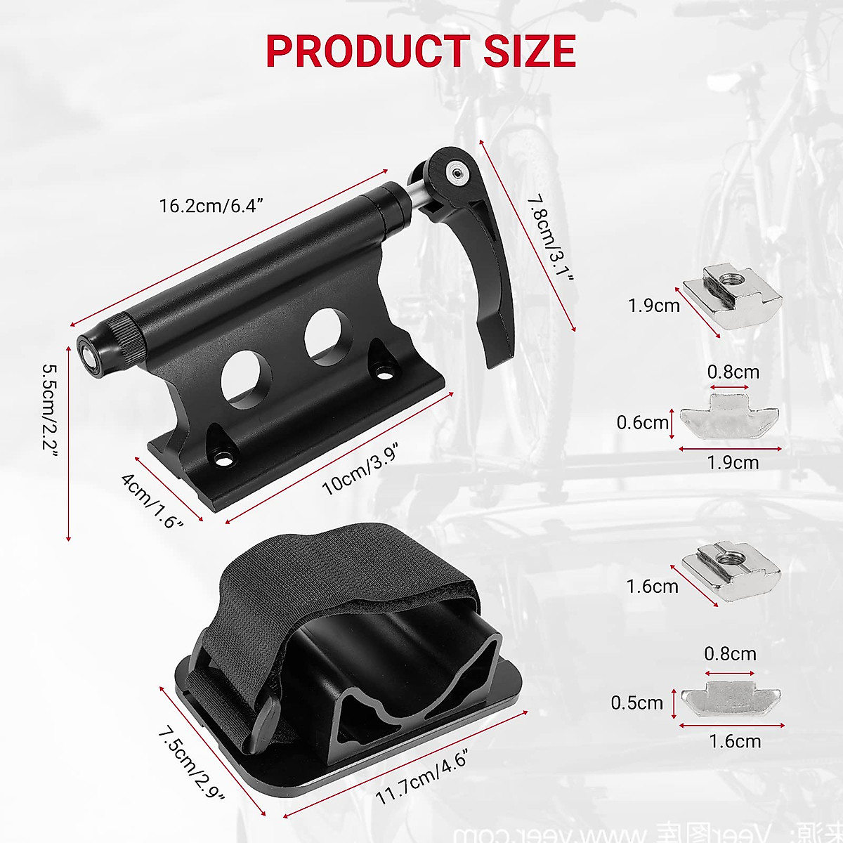 Partol Bike Block Fork Mount Universal Quick Release Fork Block Mounts Bike Rack Carrier Aluminum Alloy Bicycle Car Roof Mount Rack for Vehicles/Truck/Pickup/Trailer/Vans (Black, 2 Pack)