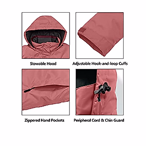 Little Donkey Andy Women's Waterproof Rain Jacket Lightweight Outdoor Windbreaker Rain Coat Shell for Hiking,Travel Watermelon Red XS