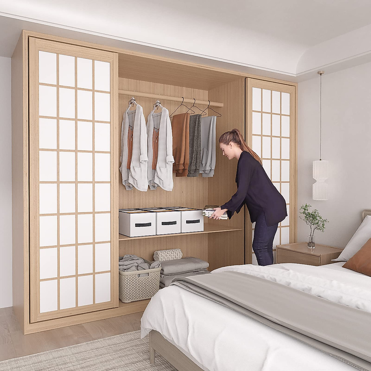 Bosuelife 3 Pack Wardrobe Clothes Organizer for Jeans Sized 0-10, 8 Compartments Waterproof Mesh Closet Organizer, Dimension 15-3/4" x 9-1/2"x 8" (Compartment width: 2")