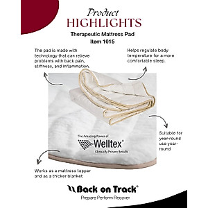 Back on Track Mattress Overlay Pad - Breathable Temperature-Regulating Mattress Protection Topper Cover, Queen - 63" x 78" (160cm x 200cm)