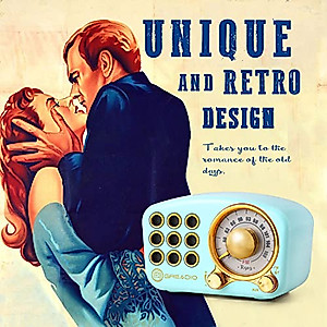 Retro Bluetooth Speaker, Vintage Radio-Greadio FM Radio with Old Fashioned Classic Style, Strong Bass Enhancement, Loud Volume, Bluetooth 5.0 Wireless Connection, TF Card and MP3 Player (Blue)