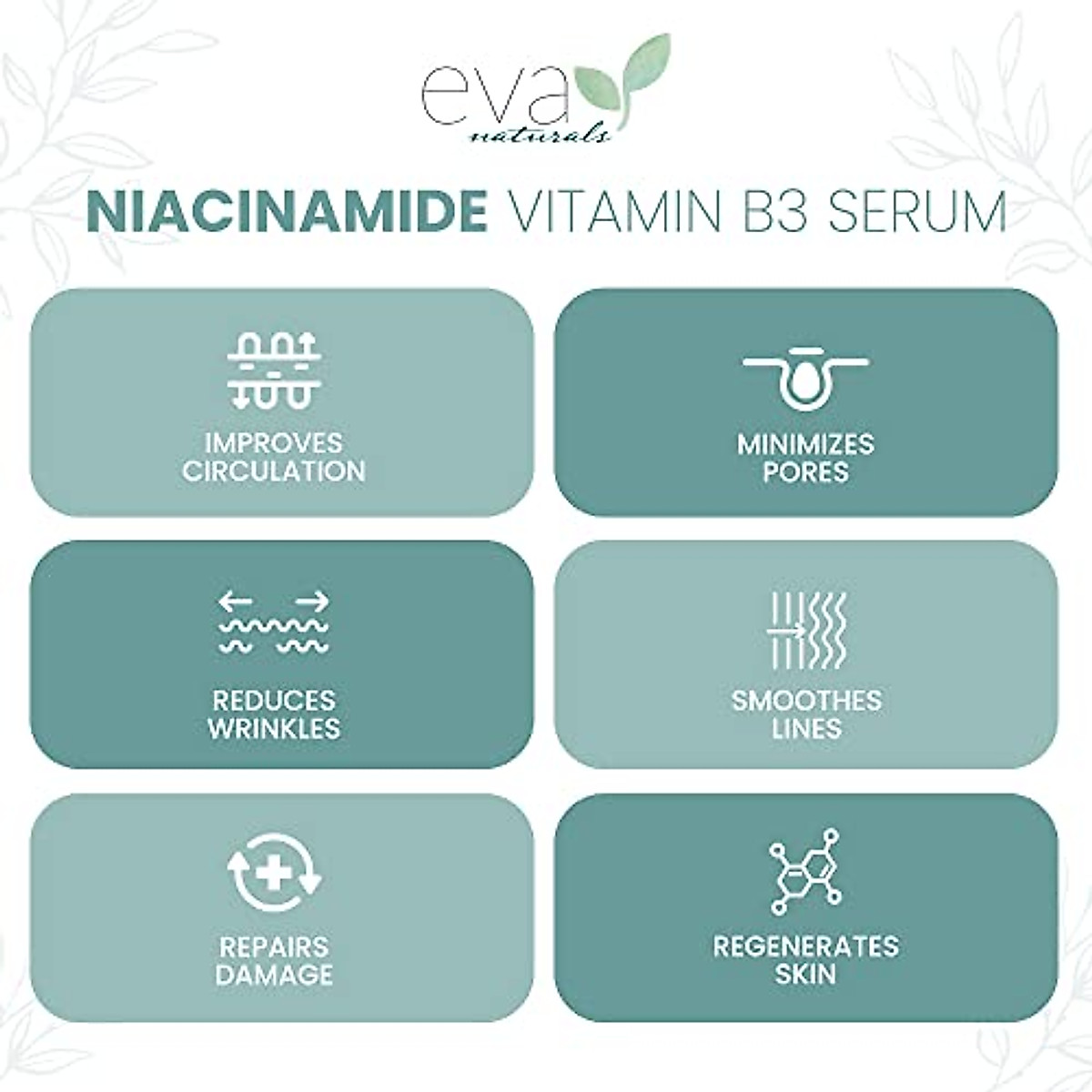 Niacinamide Serum for Face, Firming Moisturizer Serum with Niacinamide Vitamin B3 + Hyaluronic Acid - Pore Minimizer, Restores Elasticity, Reduces Blemishes, Discoloration Serum (2oz)