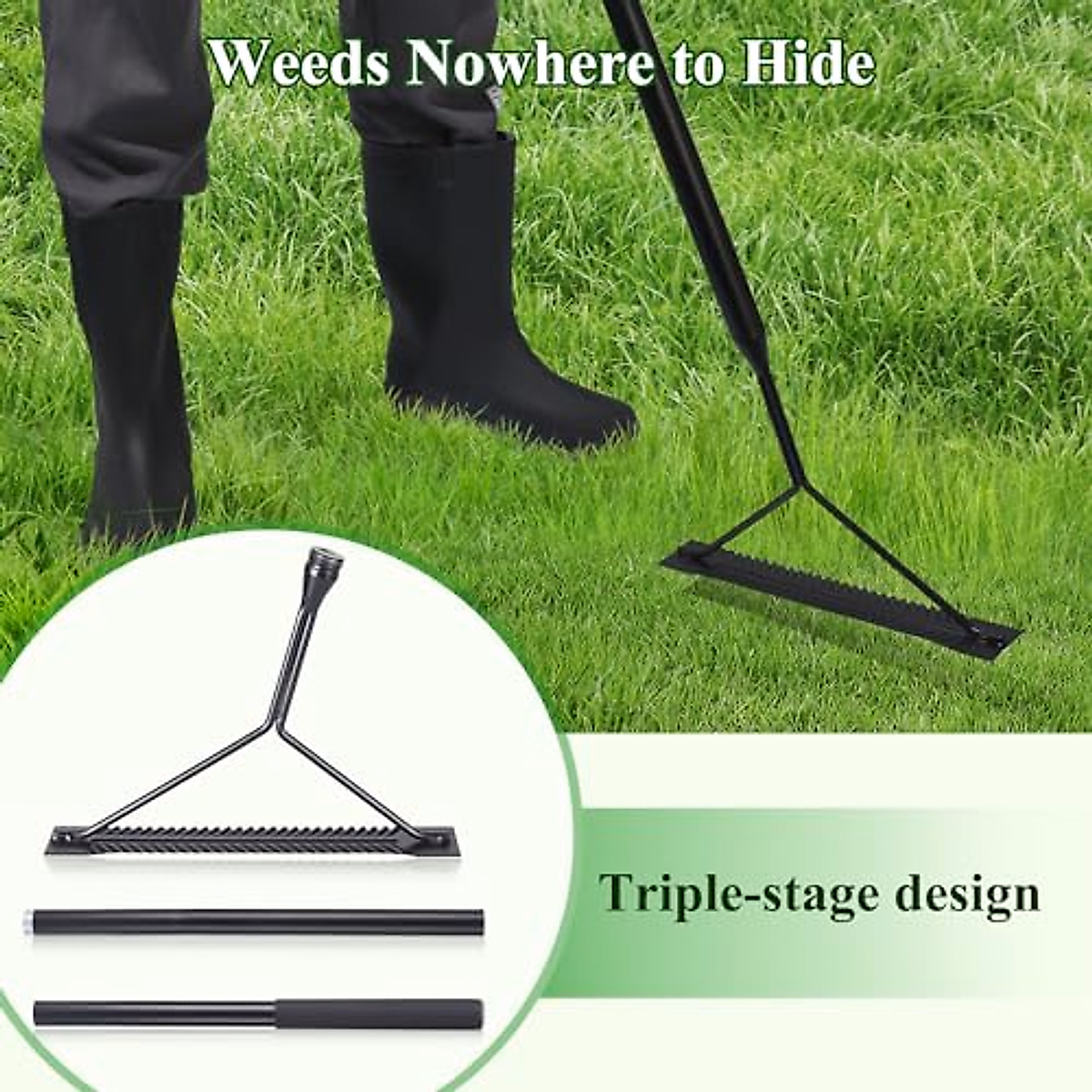 DACK 43" Weed Grass Cutter with Double-Edged Serrated Sharp Steel Blade, Manual Weed Whacker Grass Whip Cutting Hand Tool, Handheld Weed Wacker for Overgrown Weeds in Yard, Field and Ditches