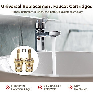 2 Pcs Replacement Faucet Cartridges, Compatible with American Standard 994053-0070a or 994053-0070a/H, Hot & Cold Water Brass Bathtub Faucet Stems, Bathroom Valve Cartridges