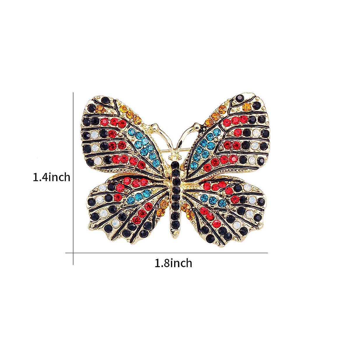 WeimanJewelry Lot 6pcs Multicolor Rhinestone Crystal Butterfly Brooch Pin Set for Women (Style 2)