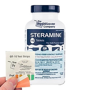 Steramine Quat Test Strips for Food Service, 30 x QT-10, Test Strips to Measure 0-400 ppm, for Testing Sanitizing Solutions Made with Steramine Quaternary Tablets, Hydrion QT-10E, 2 x Envelopes