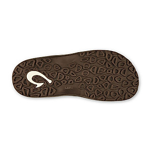 OLUKAI Ohana Men's Beach Sandals, Quick-Dry Flip-Flop Slides, Water Resistant & Lightweight, Compression Molded Footbed & Ultra-Soft Comfort Fit, Dk Wood/Dk Wood, 8