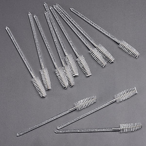 300 Pcs Disposable Mascara Wands, Crystal Spoolies Brush for Eyelash Extensions, Spooly Eyelash Eyebrow Brushes Lash Wand Applicator Makeup Kits (White)