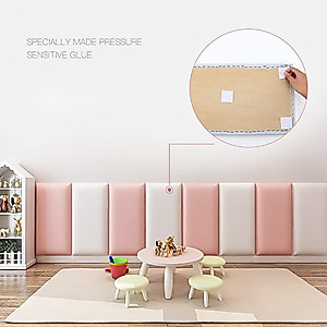 3D Anti-Collision Wall Padding for Kids, Removable Leather Cladded Décor Wall Bed Headboard for ​Tatami, Living Room, Bedroom, ​playroom, Baby Protector Wall Panels (White), 23.6 in x 11.8 in