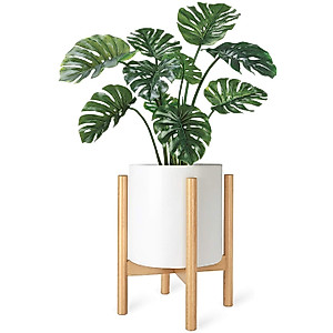 Mkono Plant Stand Mid Century Wood Flower Pot Holder (Plant Pot NOT Included) Modern Potted Stand Indoor Display Rack Rustic Decor, Up to 10 Inch Planter, Natural