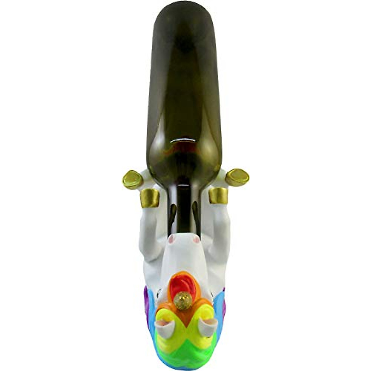 World of Wonders Rainbow Unicorn Decorative Wine Bottle Holder | Unicorn Bottle Holder Animal Wine Holder | Pride Unicorn Tabletop Wine Rack | Fantasy Themed Gifts - 11"