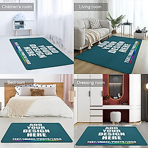 YTEBSIUA Custom Funny Welcome Doormat Personalized Logo Photo Text Door Mats Decorative Entrance Floor Mat Non-Slip Indoor Outdoor Rug Housewarming,60x40inch Blue Green