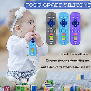 2 PCS Baby Remote Control Toy Remote Teether for Baby Teething Toys Soft Silicone Baby Teething Chew Toy for Babies Soft-Textured Teether, Baby Chew Toys Sensory Toys (2 Rmote)