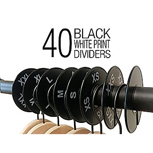 NAHANCO CBWKIT4 Black Round Clothing Size Divider with White Print for Home or Clothing Store, XXS-XXL, Kit of 40 (7 Sizes and Blank, 5 of Each)