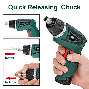 POSENPRO Cordless Electric Screwdriver wtih 2 Battery, 7.2V Rechargeable Power Screwdriver with 48 pcs Accessories, Screw Gun with 6+1 Torque Setting & Twistable Handle for Home DIY, BMC Packing