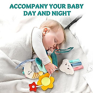 Elsonap Car Seat Toys Stroller Toys Newborn Toys Baby Toys 0-6 Months, Infant Toys 0-6 Months Baby Toys 3-6 Months for Mobile Crib Bassinet with Squeak Mirror Teether for 0 3 6 9 12 Boys Girls Babies