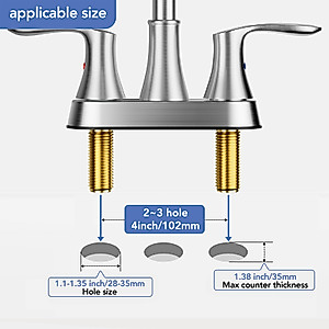 Phiestina 4 Inch 2 or 3 Hole Brushed Nickel Bathroom Sink Faucet RV Swivel 2 Handle Centerset Bath Vanity Faucet, with cUPC Water Supply line & Metal Pop-up Drain,TY36-BN