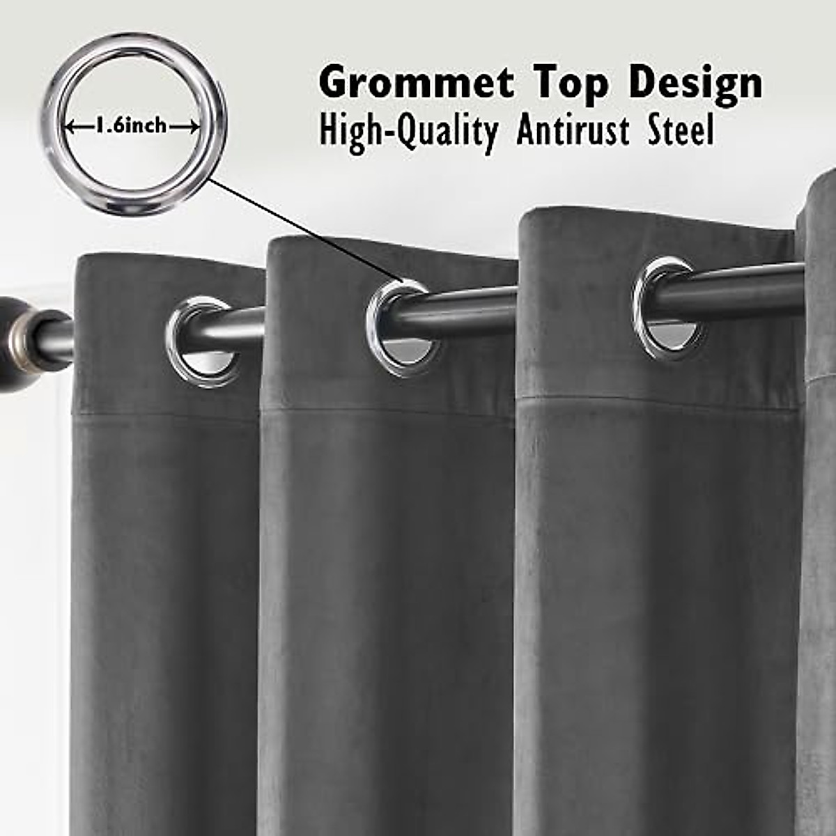 ChrisDowa Grey Velvet Curtains 84 inches Long, 2 Panels Set Thermal Insulated Room Darkening Velvet Curtains for Living Room, Privacy Grommet Window Curtains for Bedroom (Gray, 52 x 84 Inch)