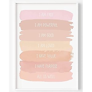 Pink Wall Art Positive Affirmations Wall Decor Girls Nursery Wall Art Pink Inspirational Wall Art for Office Blush Pink Wall Decor for Bedroom Pink Bathroom Decor UNFRAMED (11x14 Blush)
