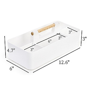 Acshio 2 Pack Portable Caddy Organizer, Art Supply Storage Organizer with Handle, Stackable Plastic Divided Craft Storage Basket Bin for Craft, Sewing, Office Supplies