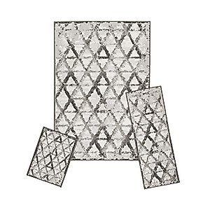 Woven Trends Modern Contemporary 3-Piece Rug Set, 5x7 Area Rug, 2x5 Runner Rug, 2x3 Accent Mat, Livingroom, Bedroom, Entryway, Durable and Stain Resistant, Gray
