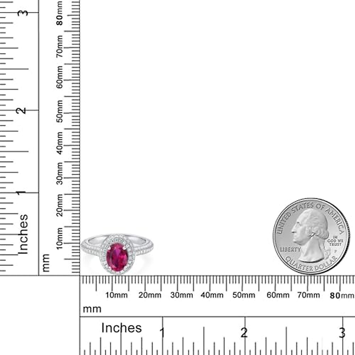 Gem Stone King 925 Sterling Silver 8X6MM Oval Gemstone Birthstone and White Moissanite Halo Engagement Ring | Wedding Anniversary Promise Ring For Women | Size 5,6,7,8,9