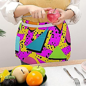 LAKIMCT Retro 80S 90S Half Aprons with Big Pockets, Women Men Short Apron for Chef Gardener Painter Waitress Bib
