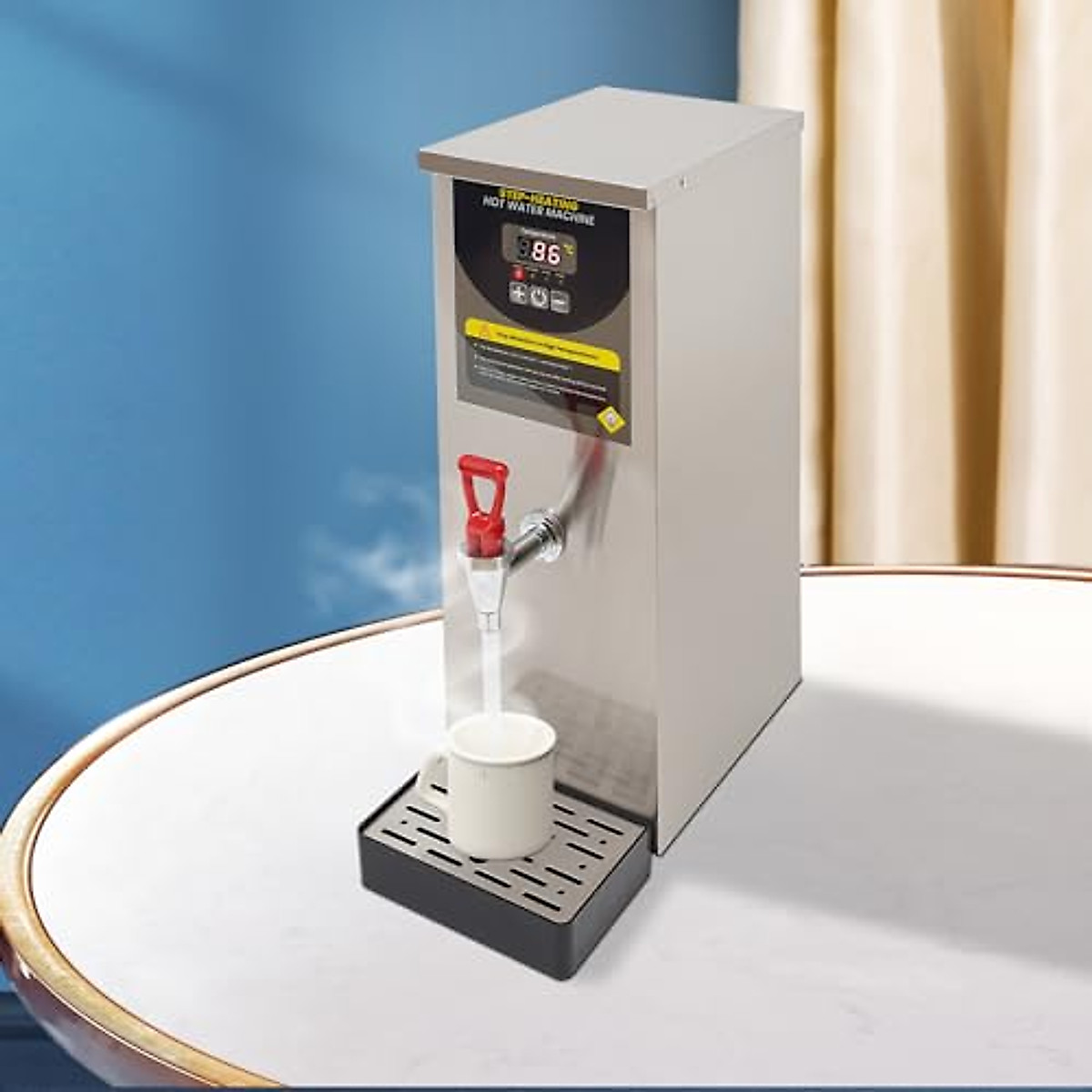 LOHISHILO Commercial Milk Frother 2000W 8L Electric Steam Milk Frothing Machine Steam Boiling Water Machine, Milk Foam Espresso Machine with LED Display for Coffee Milk Tea Dessert, Silver