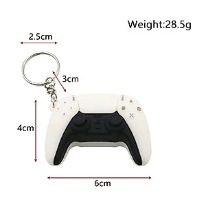 TGDPLUE PS5 Console and PS5 Controller Keychain Kits for Video Game Party Favors Pendant,Gamer Party Bags for Game Birthday Party Supplies,PVC Material-White(1.97in)