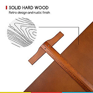 MEEDEN Extra Large Wood Drafting Table, Artist Drawing Table with Height Adjustable, Tilting Enlarge Tabletop & T-Square Ruler, Studio Painting Table & Art Craft Desk for Writing, Walnut Color