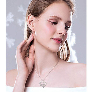 MUATOGIML Mothers Day Gifts 925 Sterling Silver Engraved Mama Bear Mother Daughter Love Heart Pendant Necklace, Jewelry Gifts for Mom Women Wife