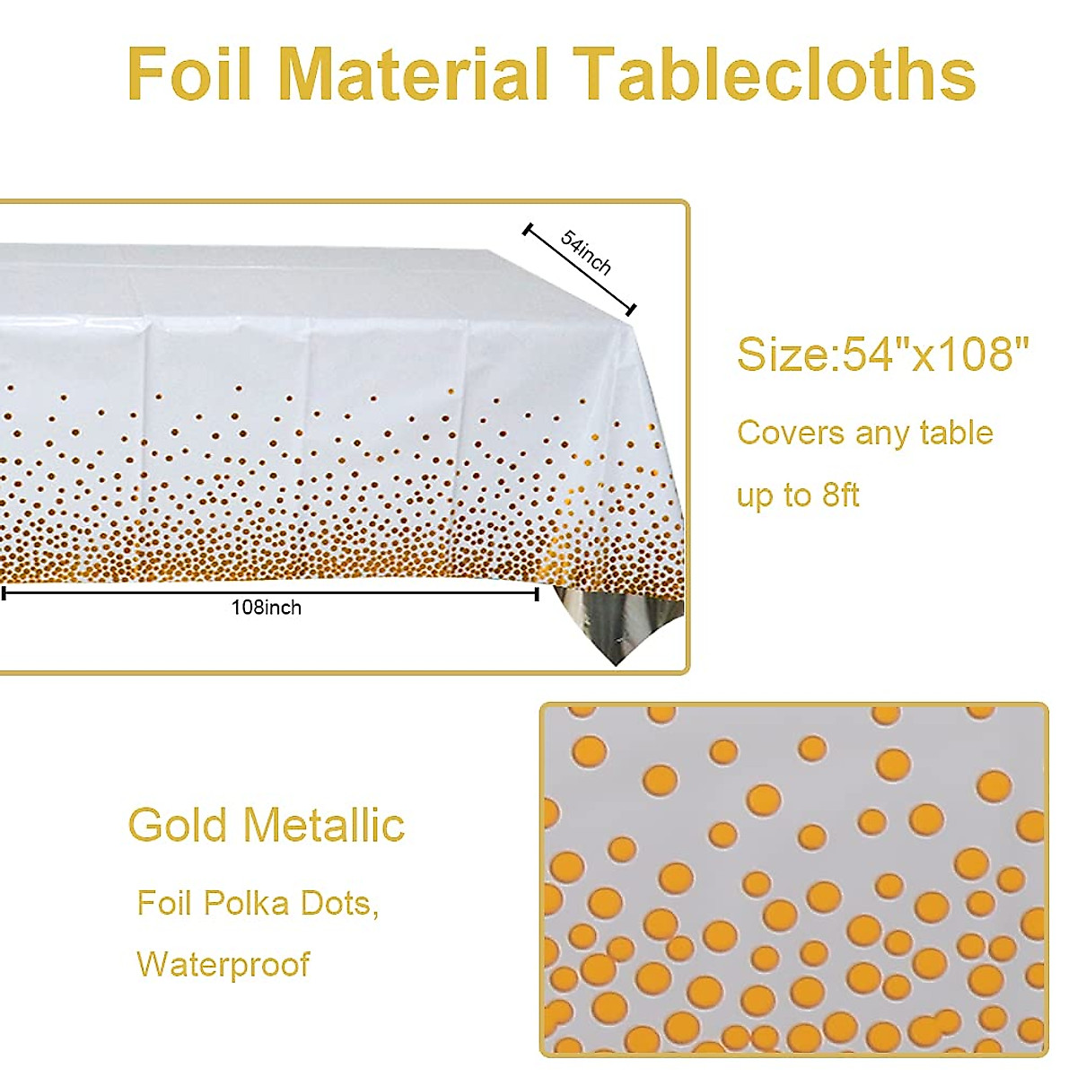 White and Gold Party Supplies Disposable Set 226 Pieces Serves 25 Guests Golden Dots Party Dinnerware, Paper Plates Napkins Cups, Gold Plastic Forks Knives Spoons Balloons for Wedding Birthday Party