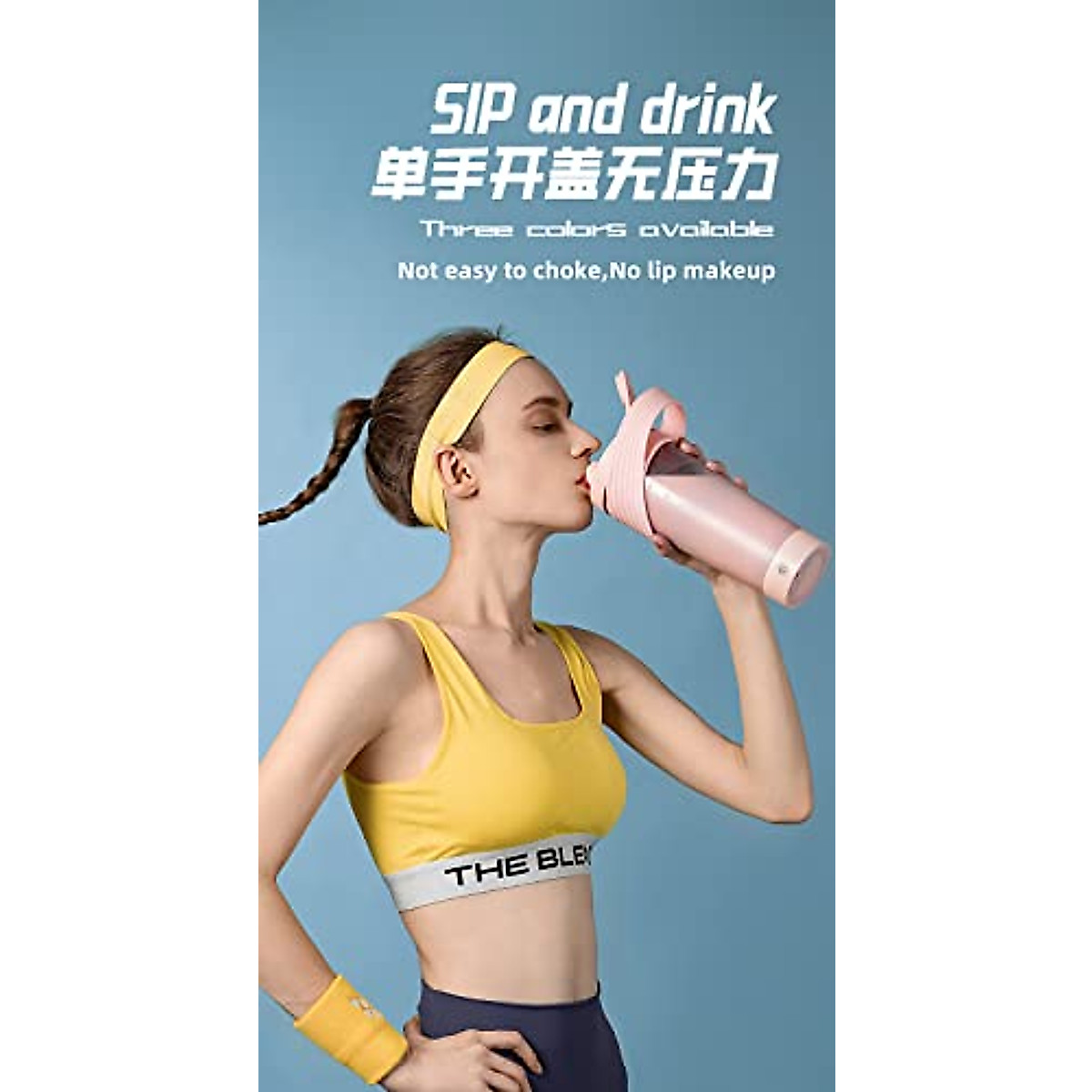 ZWZX Electric protein shaker bottle Electric shake cup Rechargeable high speed - Made of tritan - BPA Free - 28ounce Portable mixing cup（Pink）